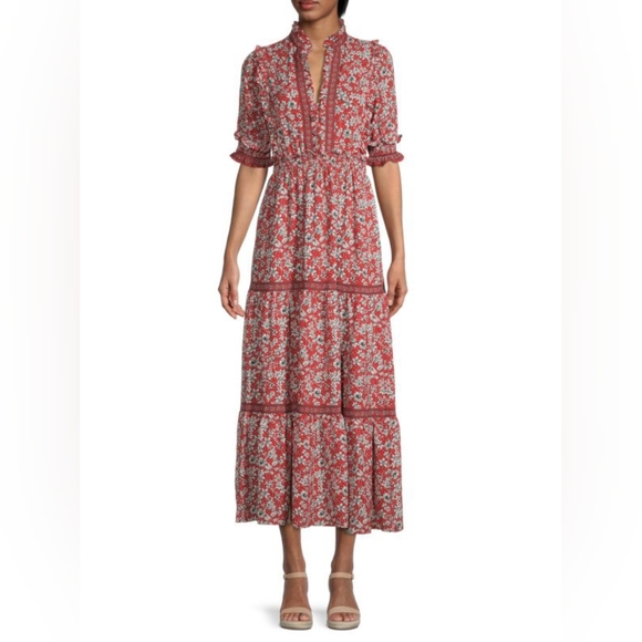 Max Studio | Dresses | Max Studio Collared Vneck Short Smocked Sleeve ...